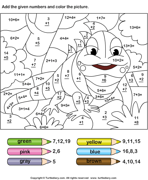 Addition Worksheets Colouring Pages