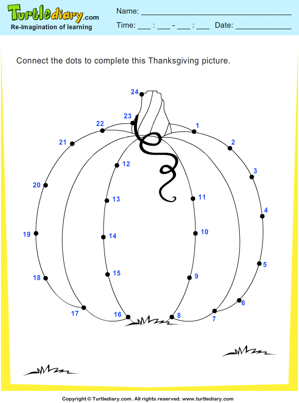 Thanksgiving Connect The Dots Worksheet Turtle Diary