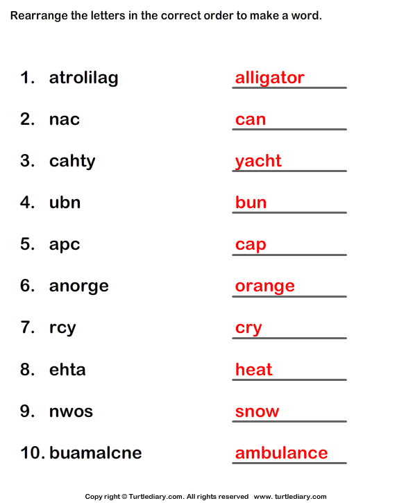 Unscramble The Letters Worksheet 1 Turtle Diary Unscramble The Letters Worksheet 1 Turtle Diary
