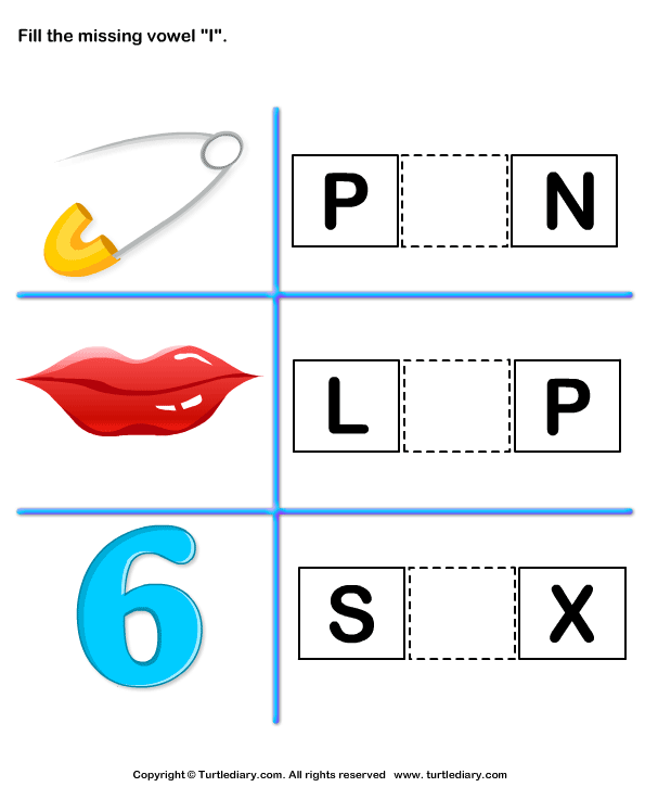 Fill In Missing Vowels Worksheets