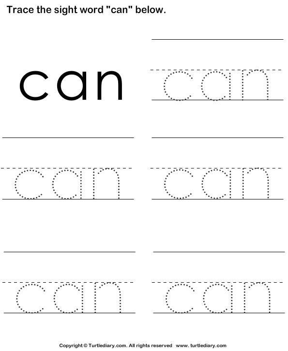 Sight Words Tracing Worksheets For Kindergarten