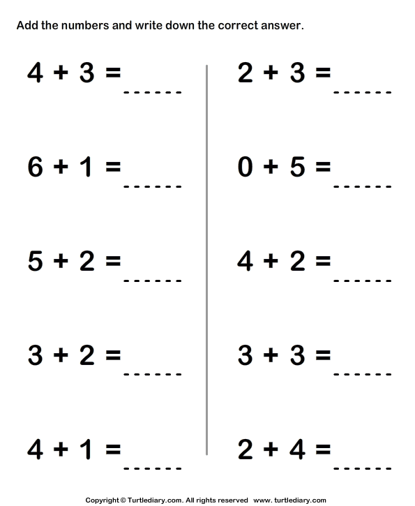 Adding Two One digit Numbers