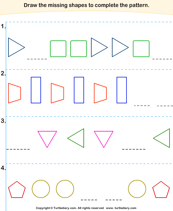 Complete the missing pattern - TurtleDiary.com