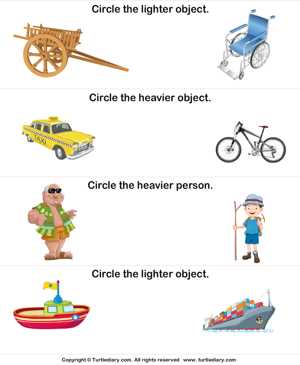 Lighter Vs Heavier Worksheets Lighter Vs Heavier Worksheets