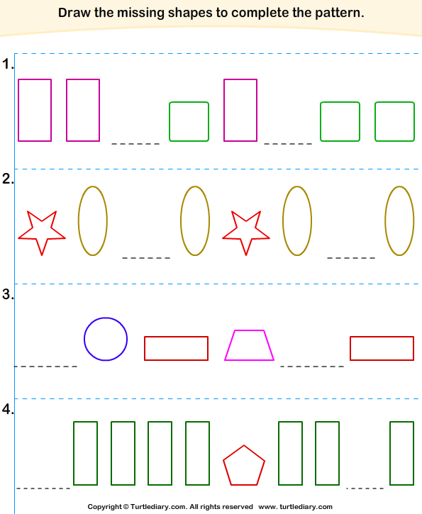 Complete The Missing Pattern Worksheet Turtle Diary