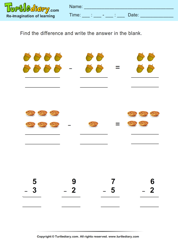  Find The Difference Subtraction Worksheets Free Download Goodimg co