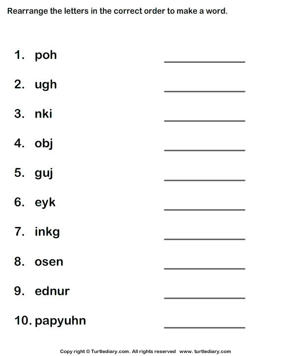 Unscramble Each Word Worksheet Turtle Diary Unscramble Each Word Worksheet Turtle Diary