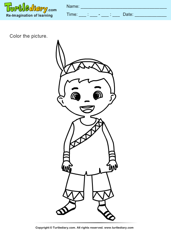 Indian Coloring Sheet | Turtle Diary
