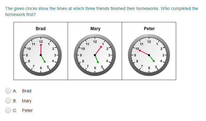 Comparing Clocks | Turtle Diary Quiz