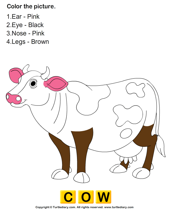 Color Cow Worksheet - Turtle Diary