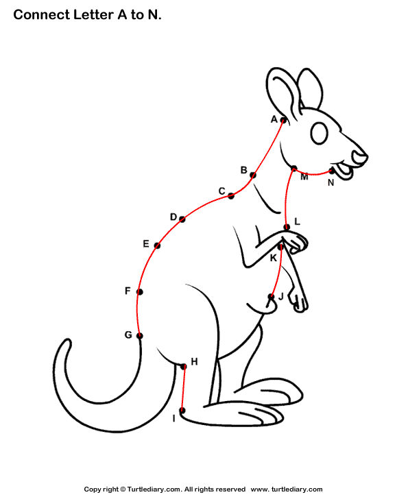 Connect the Dots Alphabet A to N Worksheet - Turtle Diary