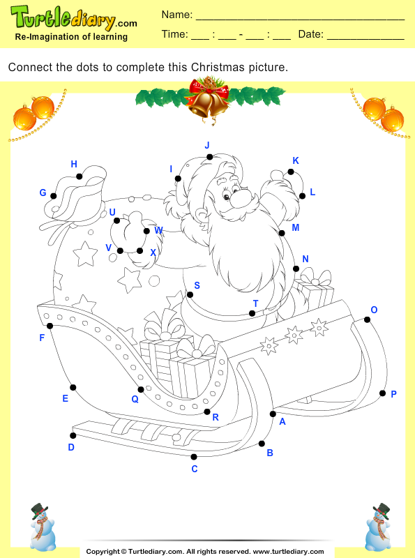 Connect the Dots Santa Sleigh Worksheet - Turtle Diary