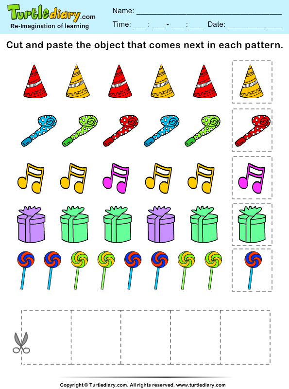 Cut and Paste the Object That Comes next in the Pattern Worksheet ... Cut and Paste the Object That Comes next in the Pattern Worksheet ...