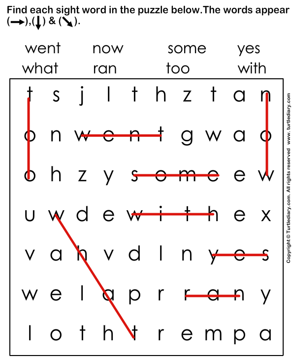 Identify the given Sight Words Worksheet - Turtle Diary