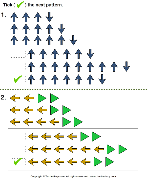 Identify The Next Growing Pattern Worksheet Turtle Diary