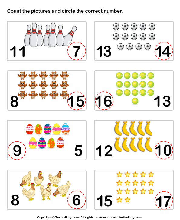 Identifying Numbers And Objects Worksheet Turtle Diary