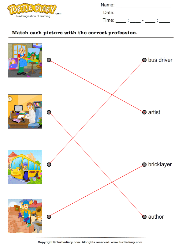 Match Occupations with Pictures Worksheet - Turtle Diary