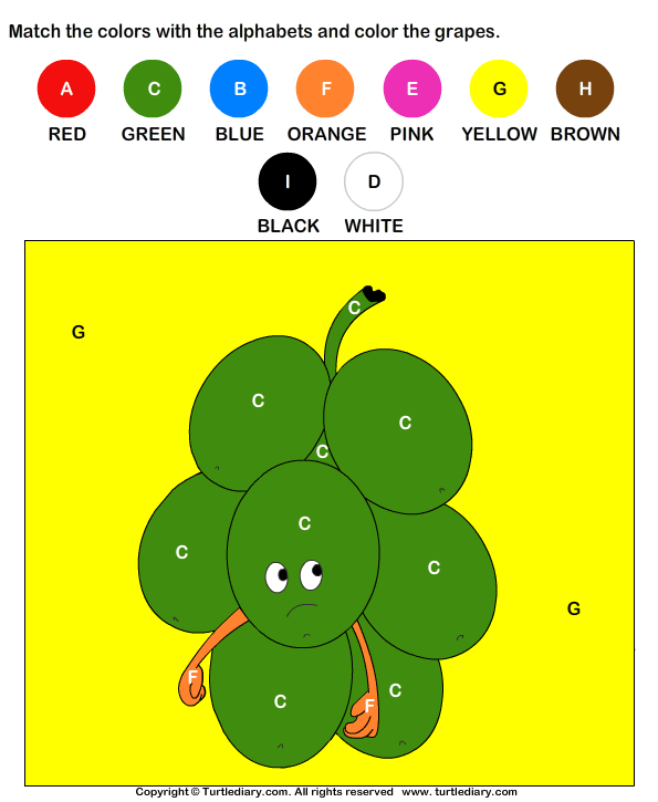 Match the Colors with Alphabets Worksheet - Turtle Diary