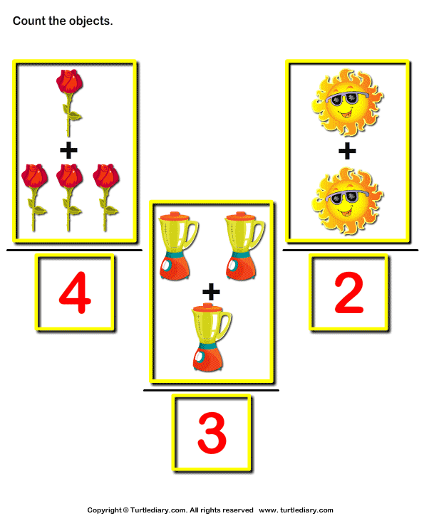 Object Addition Sums up to Five Worksheet - Turtle Diary