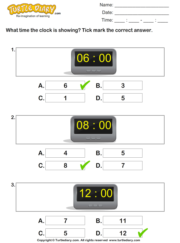 Matching Digital And Analog Clocks Worksheets Worksheet 1 Clock Alarm 