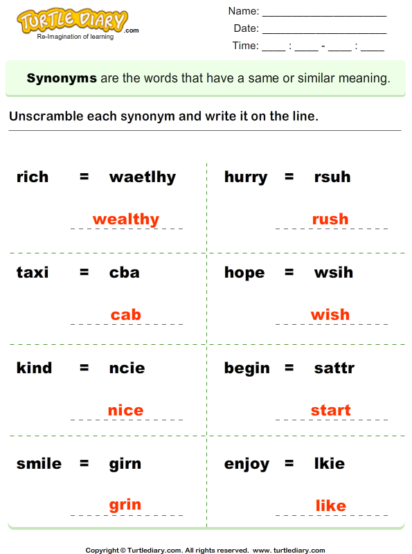 Unscramble Synonyms Of Words Worksheet Turtle Diary Unscramble Synonyms Of Words Worksheet Turtle Diary