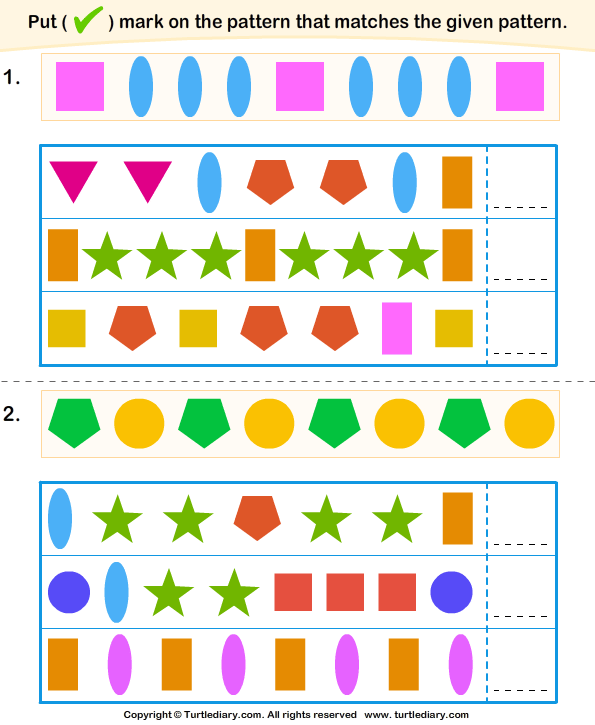 Choose the Correct Equivalent Pattern Worksheet - Turtle Diary