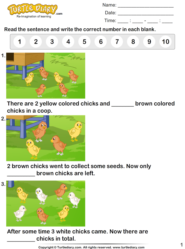 Count the Number of Chicks | Turtle Diary Worksheet