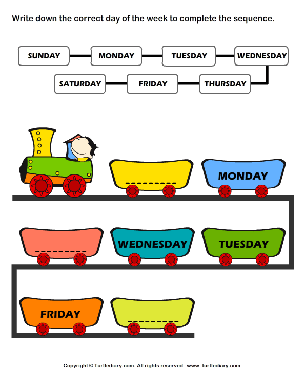Days Of Week In Order Worksheet Turtle Diary Days Of Week In Order Worksheet Turtle Diary