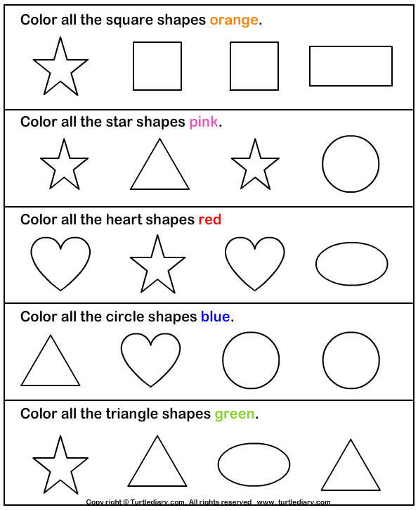 Learning Colors And Shapes Turtle Diary Worksheet