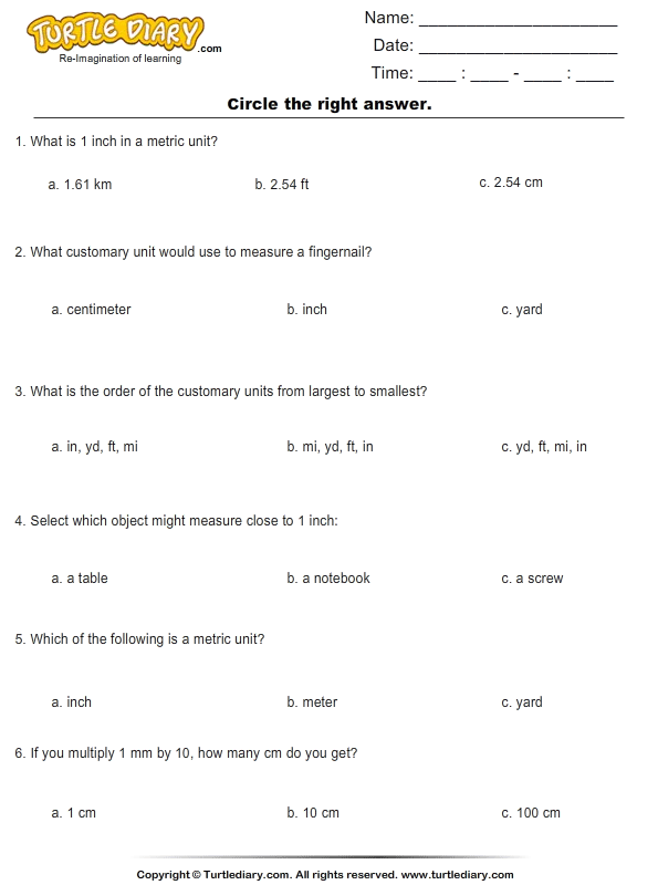 Metric Unit Conversion Length Worksheet Turtle Diary