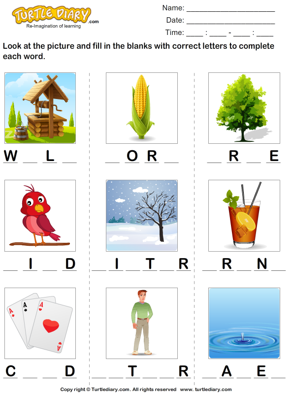 Missing Letters Worksheet Turtle Diary