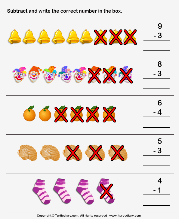 Subtraction To 10 Worksheets