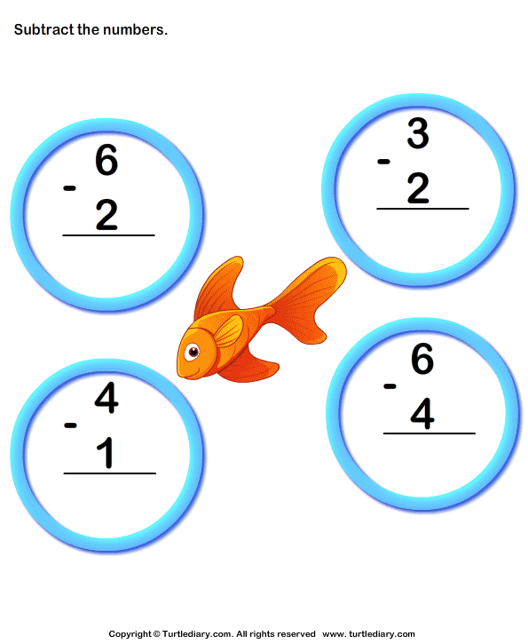 Subtraction of Numbers up to Ten | Turtle Diary Worksheet