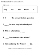 1st Grade Sight Words Worksheets | Turtle Diary